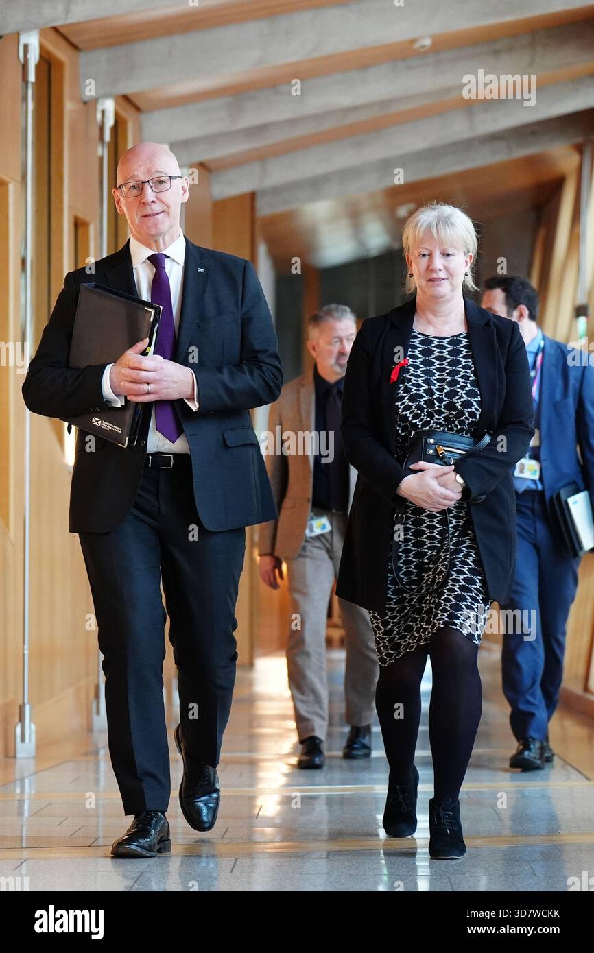 First Minister John Swinney arrives with Finance and Local Government ...