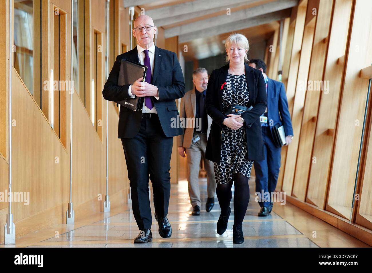 First Minister John Swinney arrives with Finance and Local Government ...
