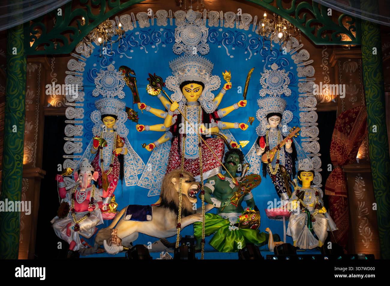 Idol of Goddess Durga in Durga Puja 2025 organized by Sri Sri Navagraha ...