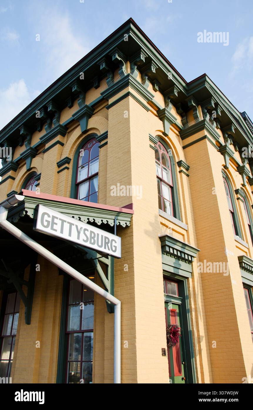 Historic train station at Gettysburg, where Abraham Lincoln arrived, on ...