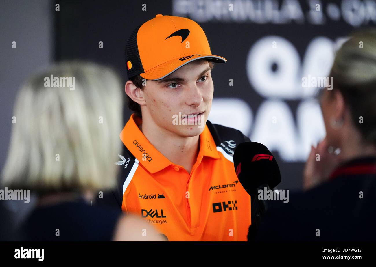 McLaren driver Oscar Piastri speaks to the media at the Lusail ...
