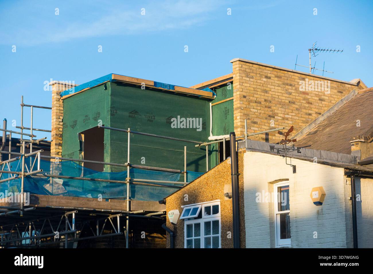 Scaffolding & dormer / dormers / dormas / dorm in process of being ...