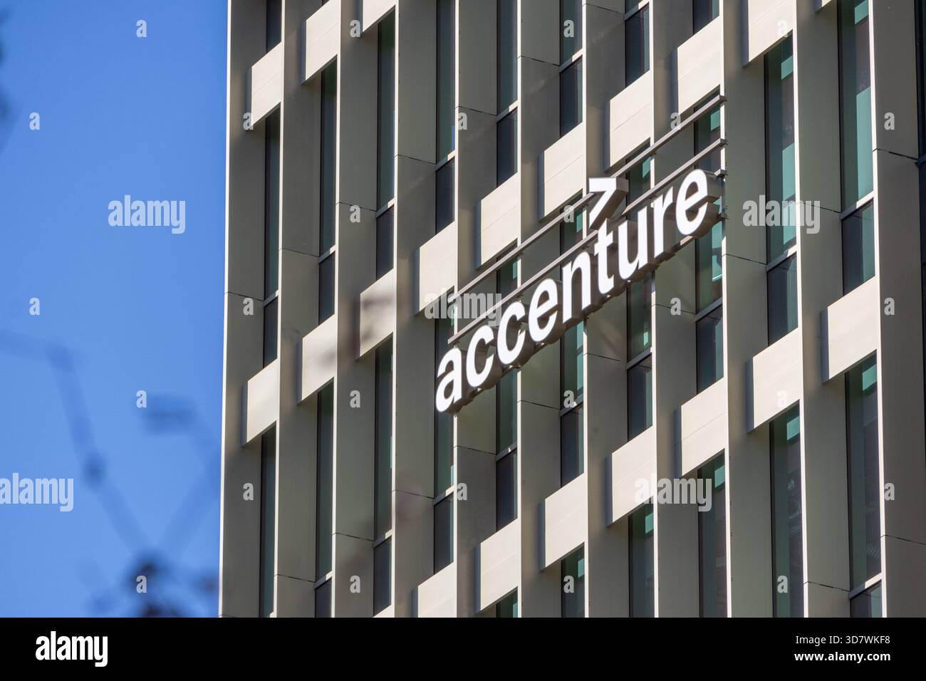 Accenture technology solutions office building facade with logo and ...