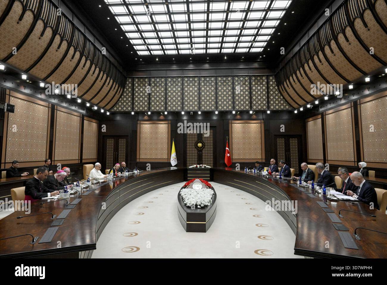 Pope Leo XIV meets President of Turkey Recep Tayyip Erdogan at the Presidential Palace in Ankara ...