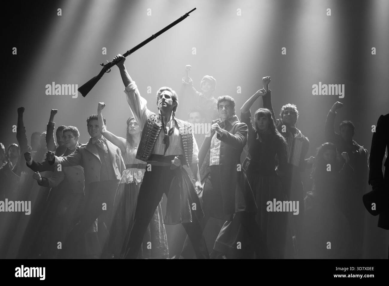 Actors during the presentation of the musical "Los Miserables" at the ...