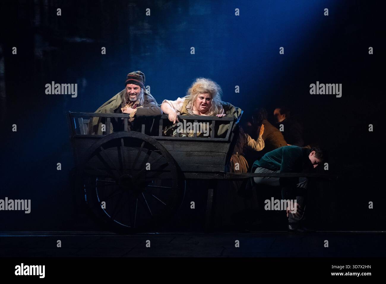 Actors during the presentation of the musical "Los Miserables" at the ...