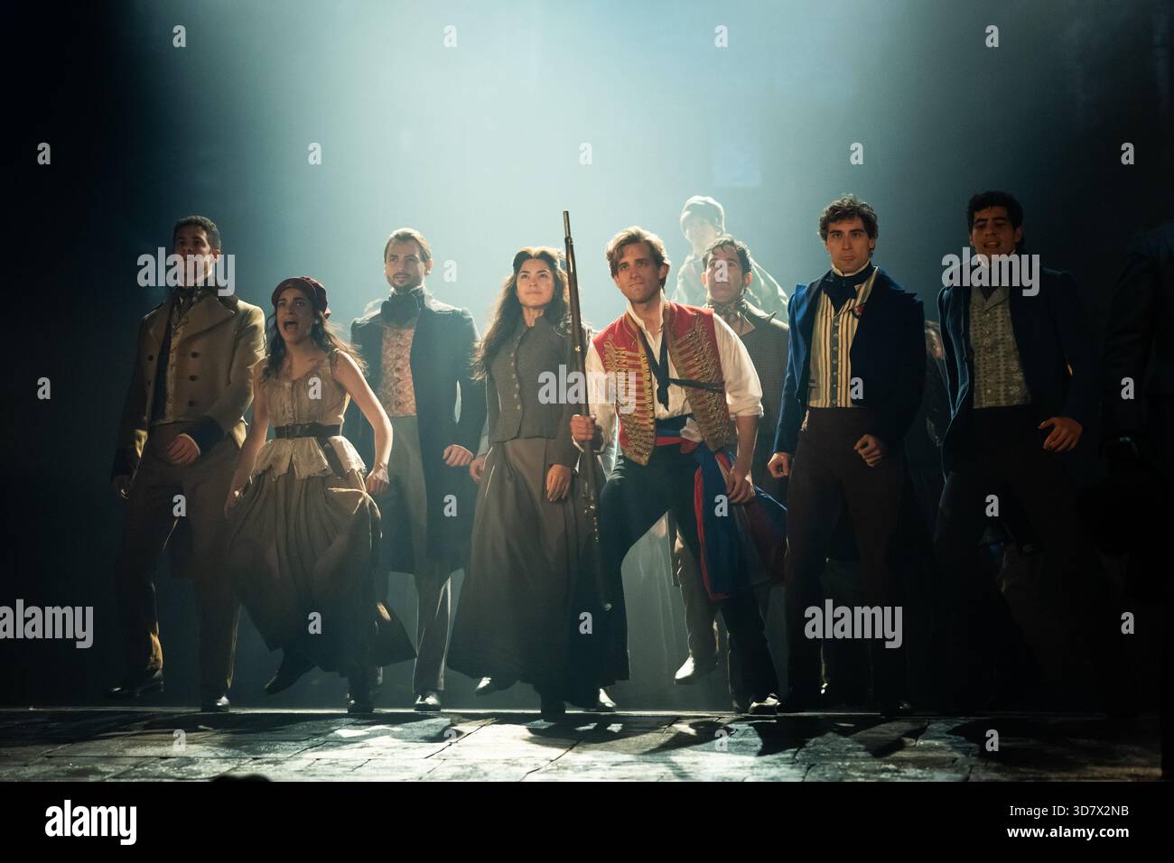 Actors during the presentation of the musical "Los Miserables" at the ...