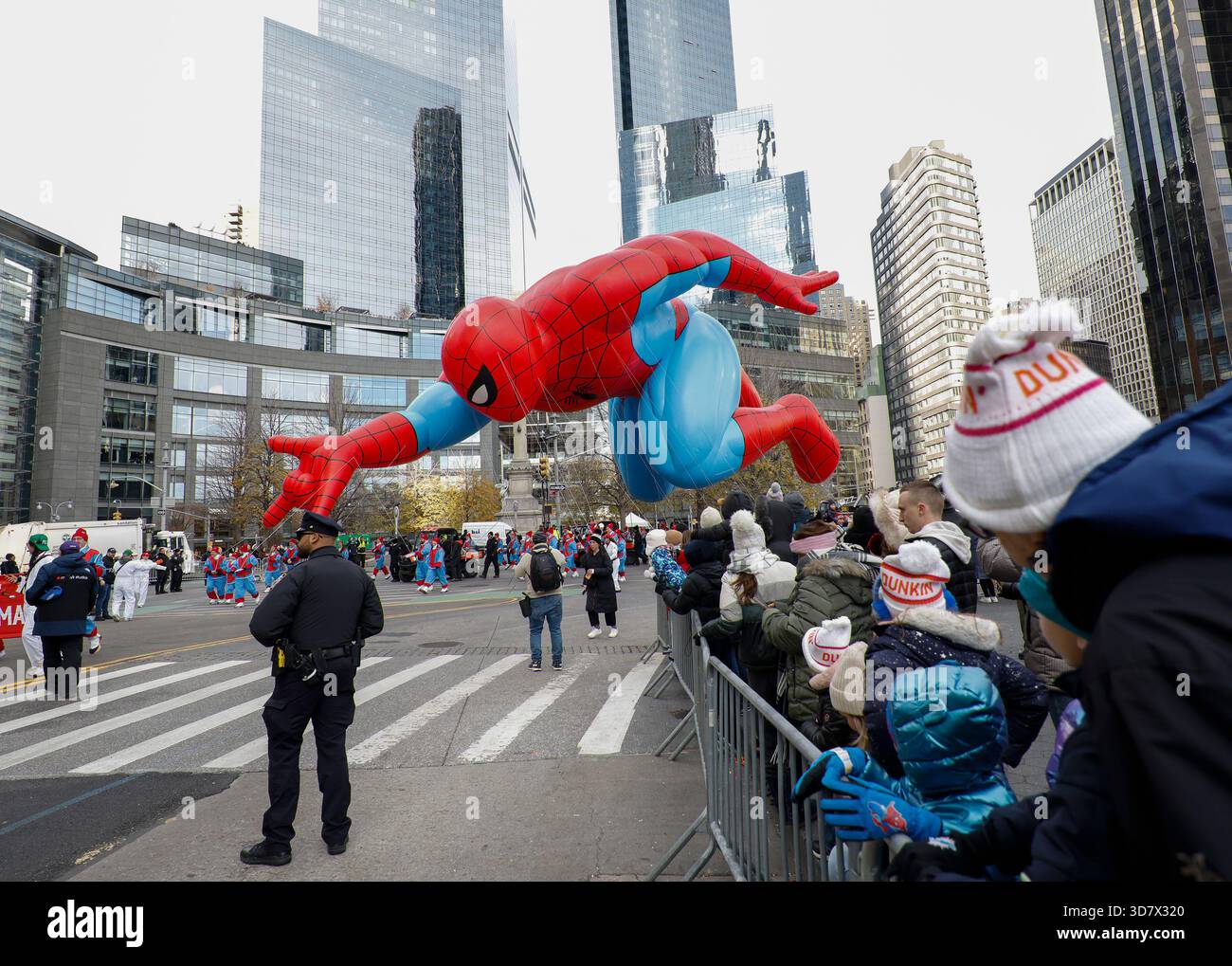 The Spider-Man balloon makes its way down the parade route during the ...