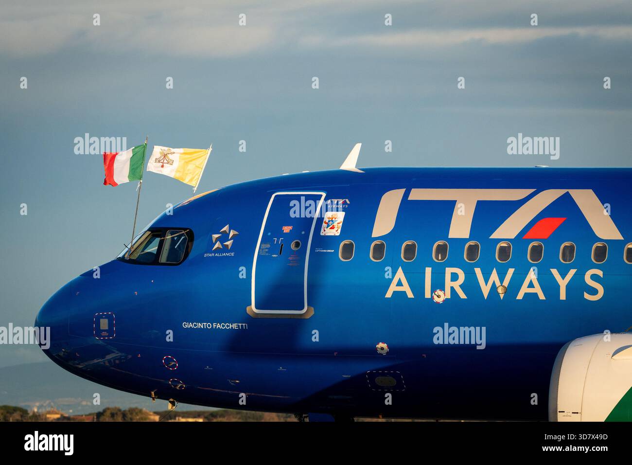 The plane ready for takeoff to accompany Pope Leo XIV during his first ...