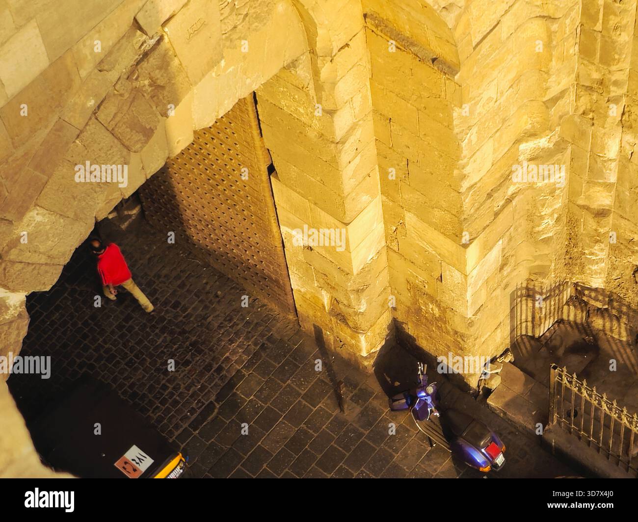 Cairo, Egypt, November 22 2025: Top view of gate of Bab Zuweila ...