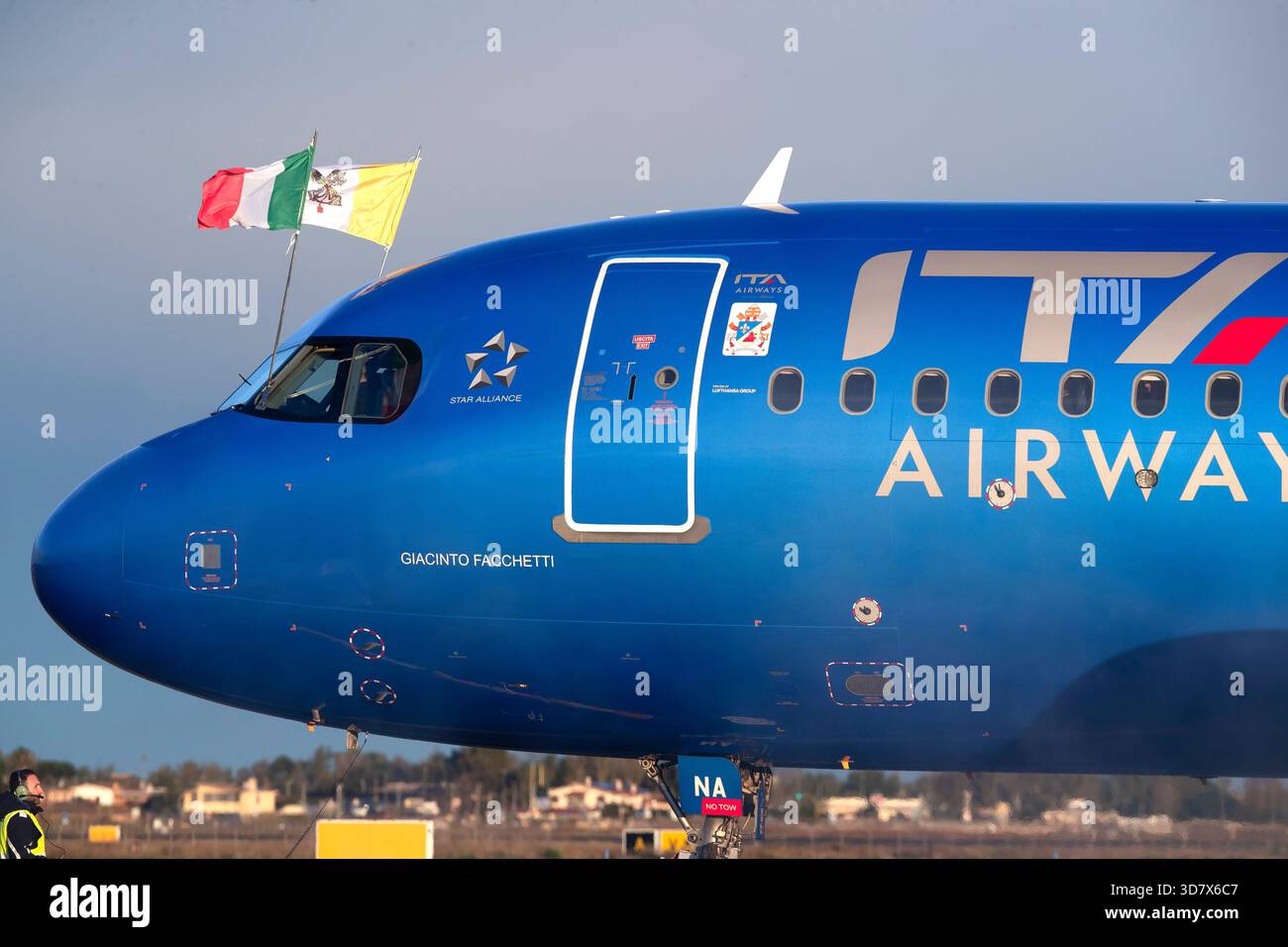 The papal flight departs from Rome's Fiumicino Airport for Pope Leo XIV ...