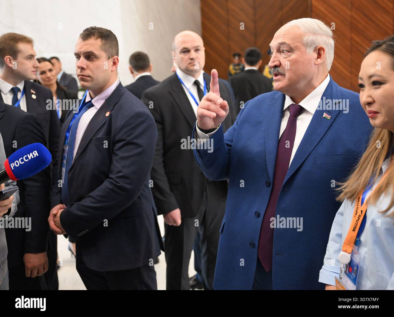 Belarusian President Alexander Lukashenko (second from right) at the ...