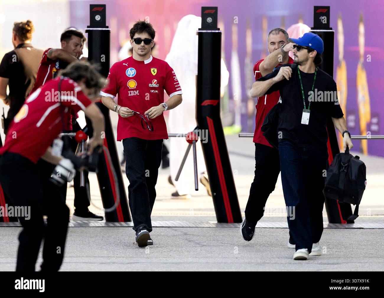 DOHA - Charles Leclerc (Ferrari) arrives at the Lusail International ...