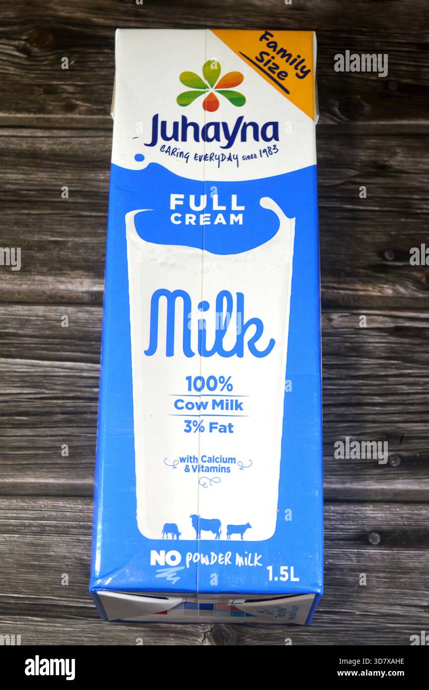 Cairo, Egypt, November 19 2025: Juhayna full cream fresh cow's milk ...
