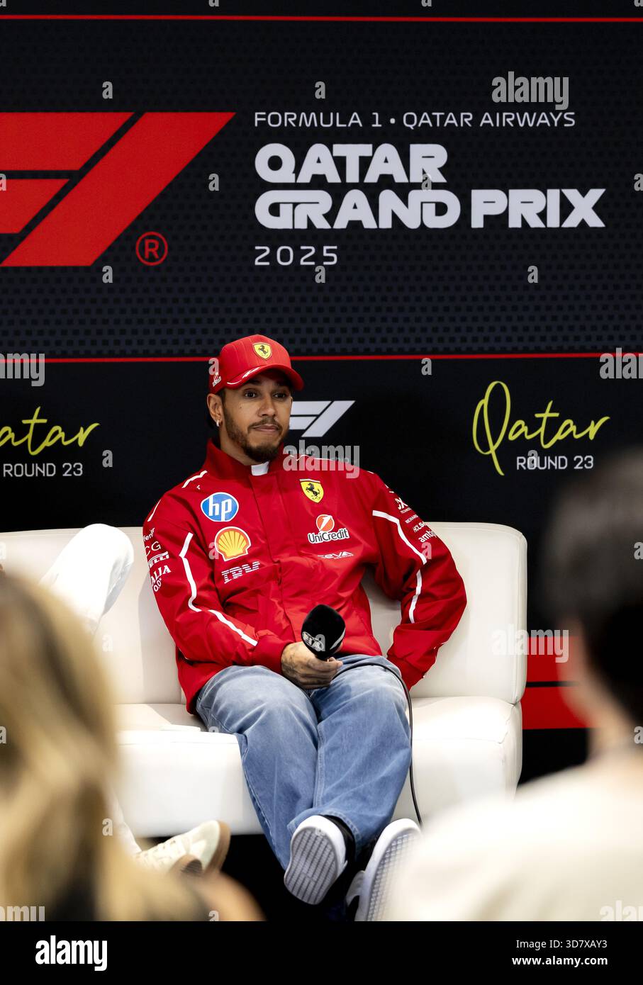 DOHA - Lewis Hamilton (Ferrari) is interviewed at the Lusail ...