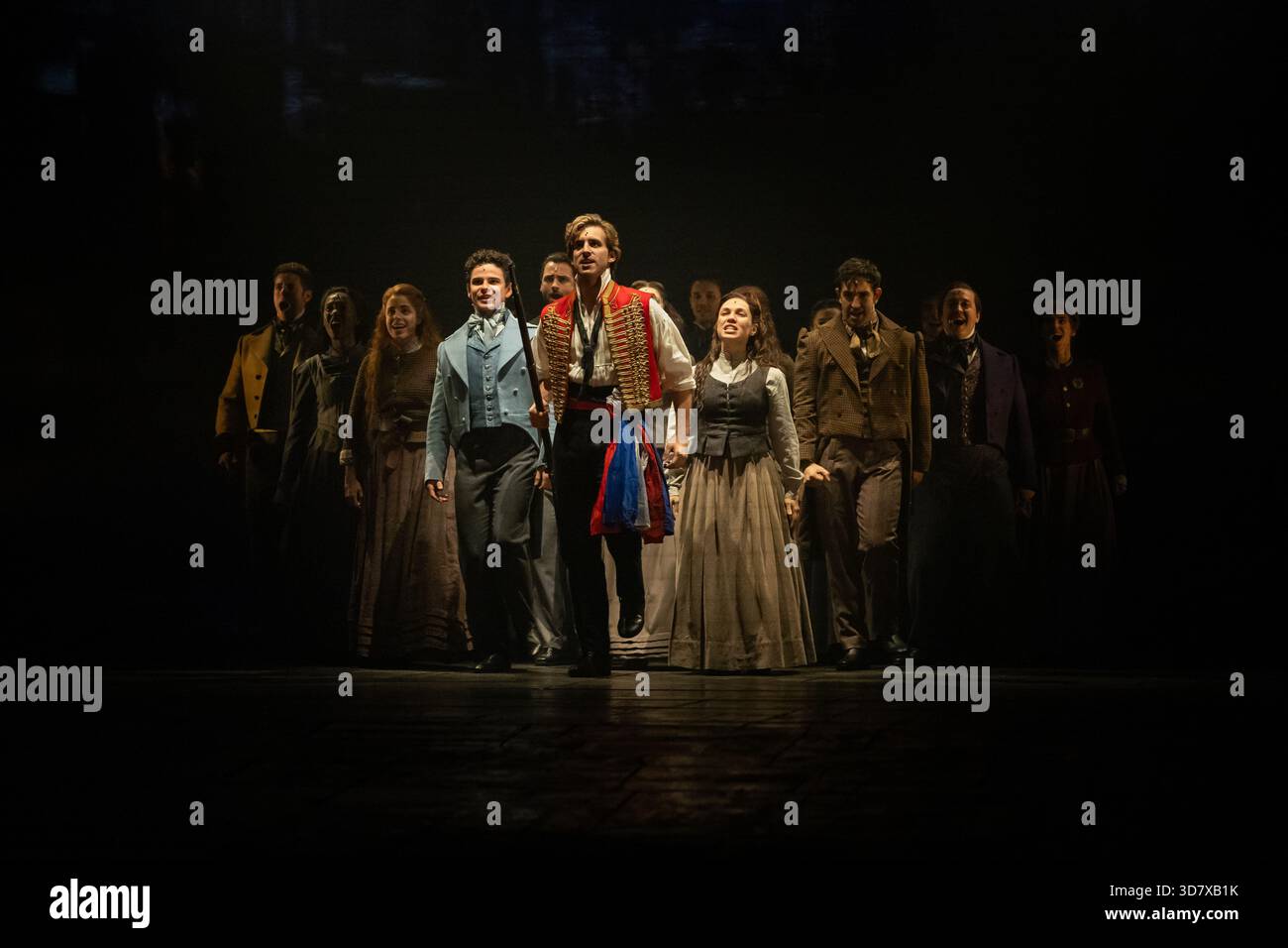 Several actors during the graphic pass of the musical 'Les Miserables ...