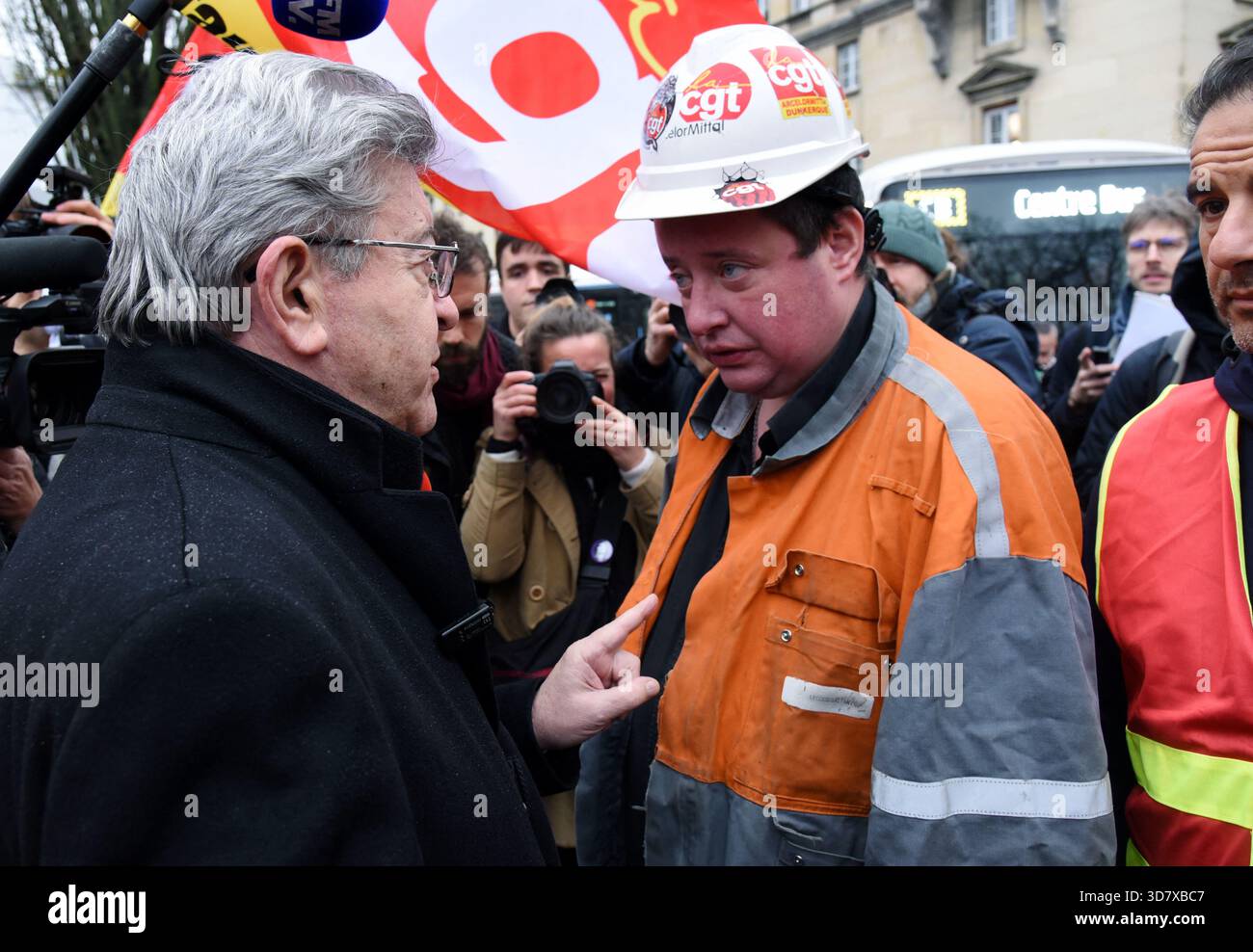 Jean-Luc Melenchon during the ArcelorMittal rally in front of the ...