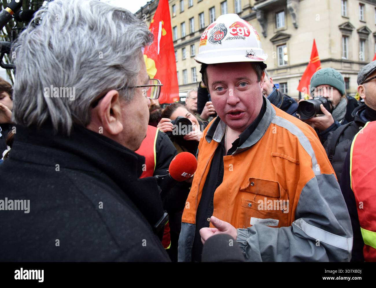 Jean-Luc Melenchon during the ArcelorMittal rally in front of the ...