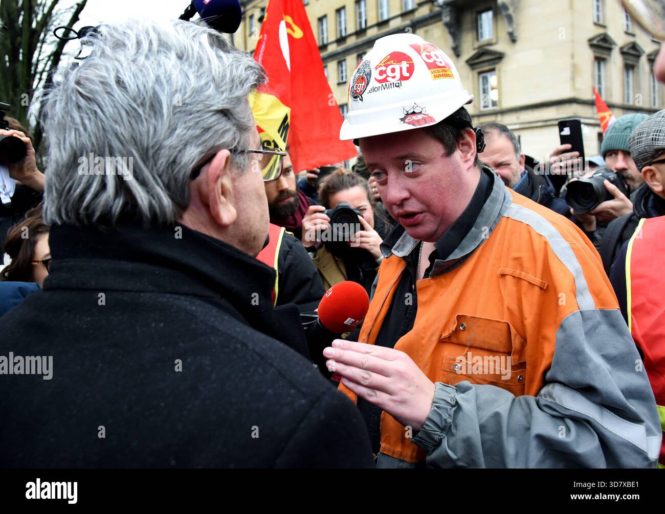 Jean-Luc Melenchon during the ArcelorMittal rally in front of the ...