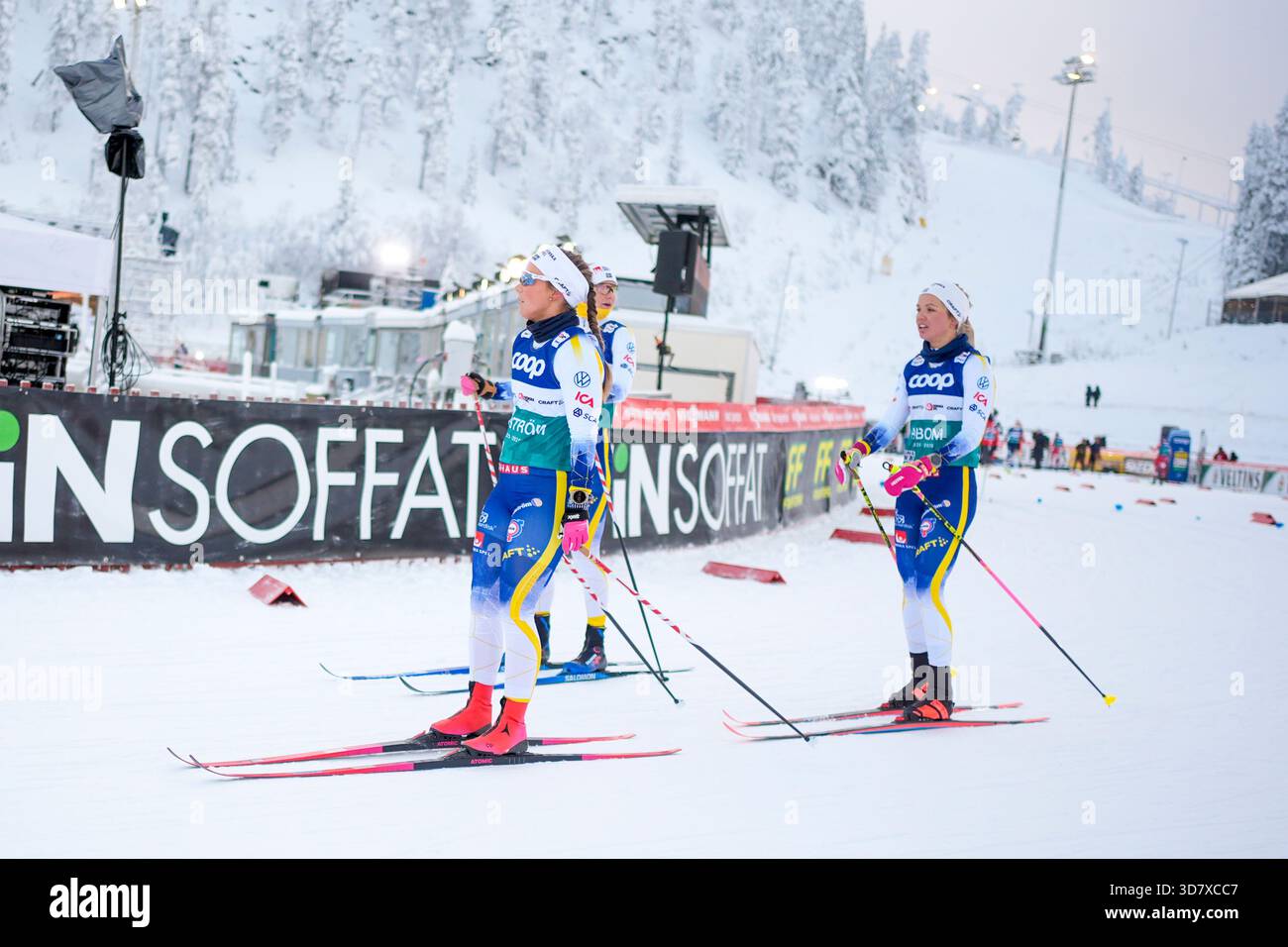 Ruka, Finland 20251127. The Swedish ladies with Emma Ribom on the right ...