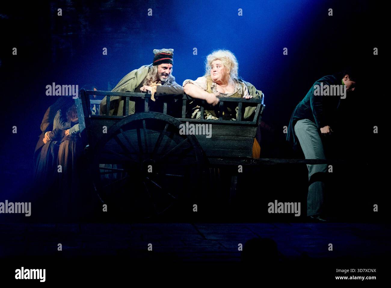 Cast members perform during a press preview of Los Miserables, el ...