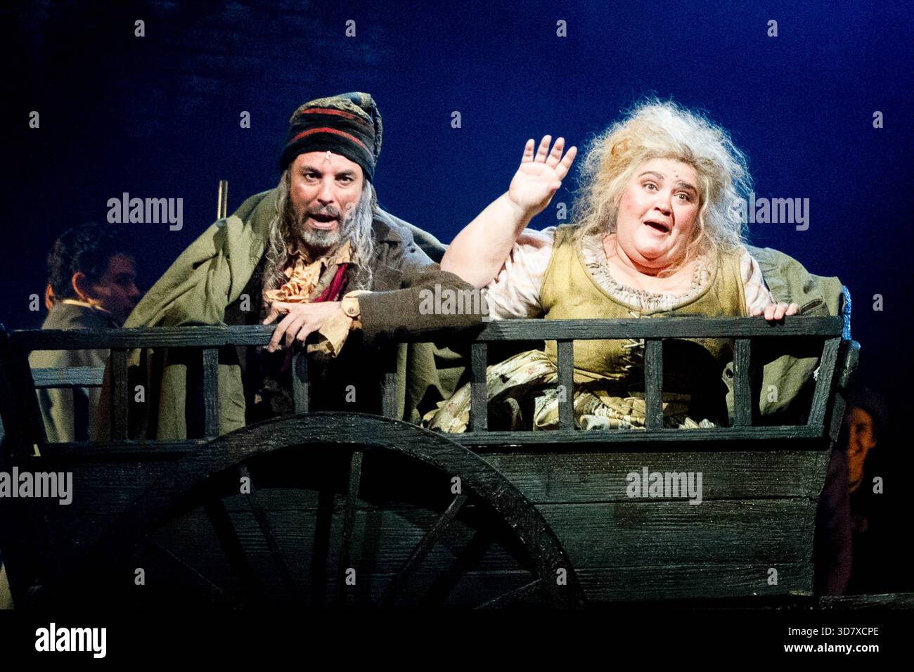 Cast members perform during a press preview of Los Miserables, el ...