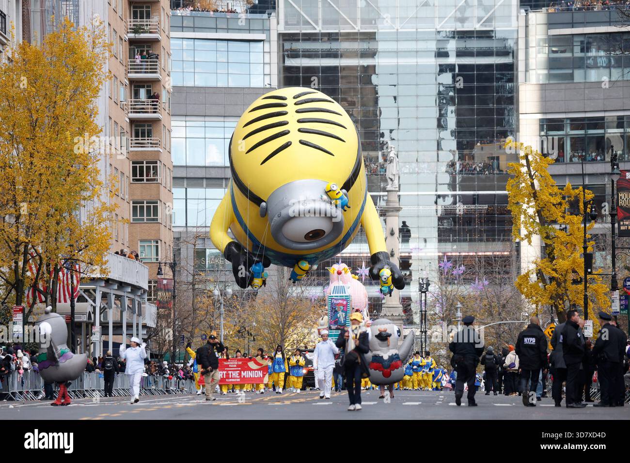 The Stuart the Minion balloon makes its way down the parade route ...