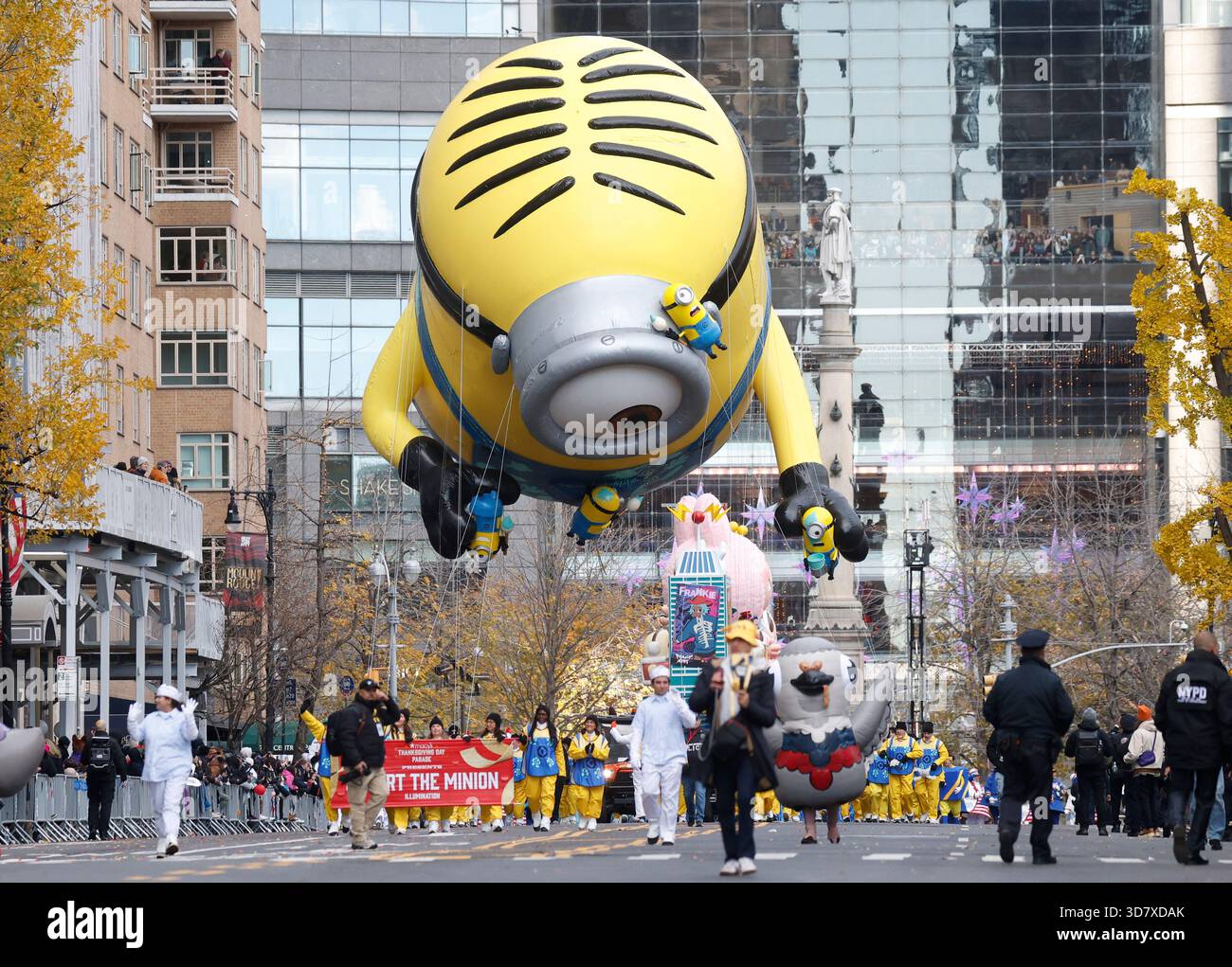 The Stuart the Minion balloon makes its way down the parade route ...