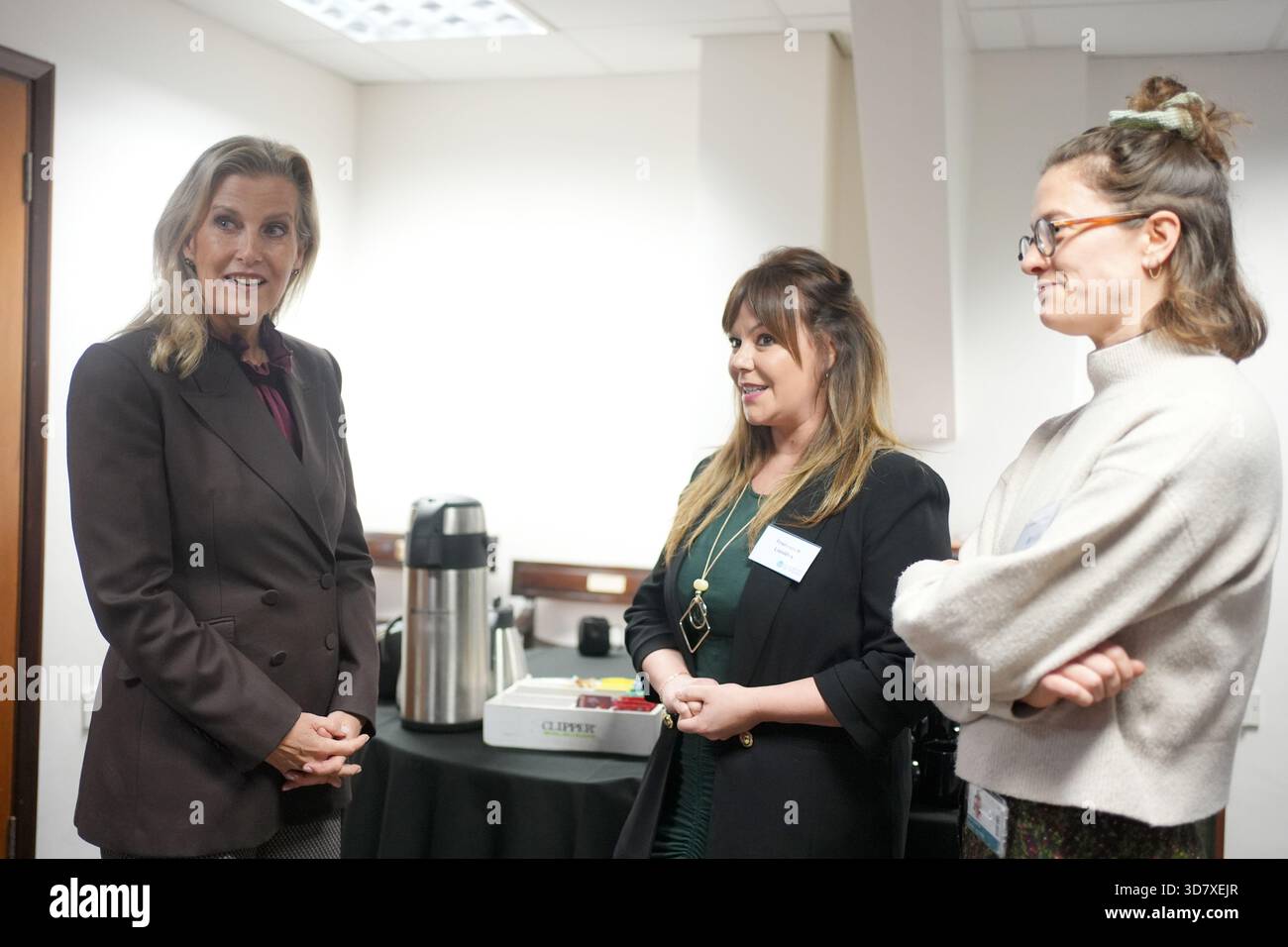 The Duchess of Edinburgh speaks to patient Francesca Liasides (centre ...