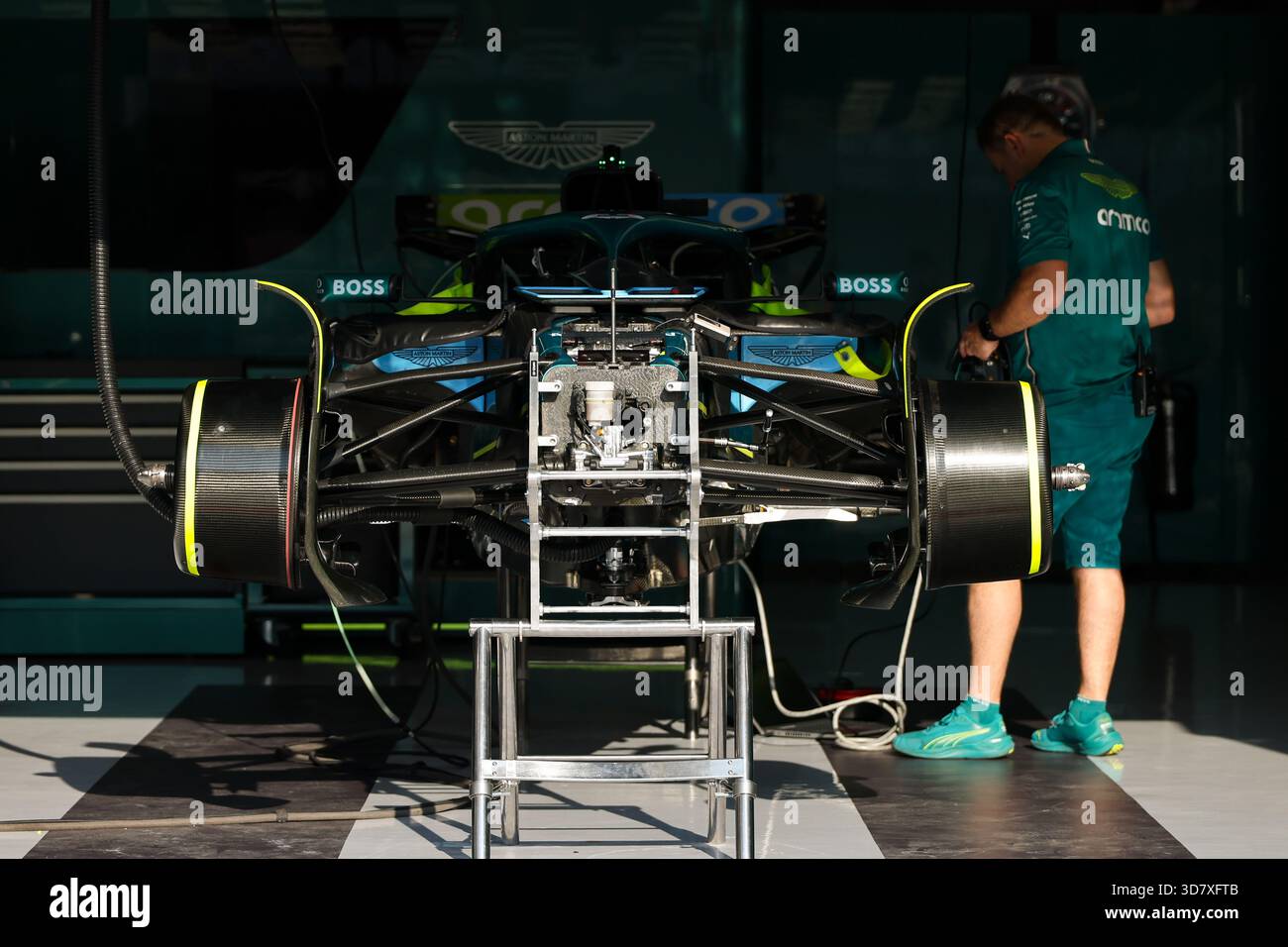 LUSAIL CITY, QATAR - NOVEMBER 27: A general view of the pit lane (Aston ...