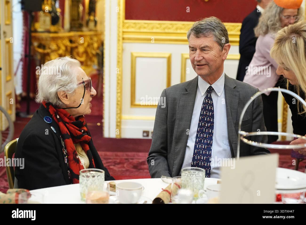 Vice Admiral Sir Timothy Lawrence meeting guests during a tea party for ...