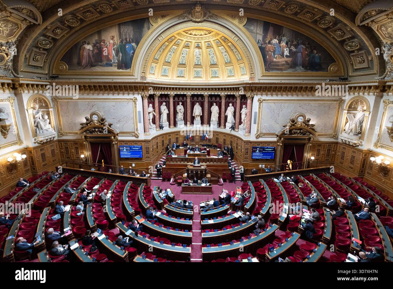 General view of the hemicycle during the debate on the examination of ...