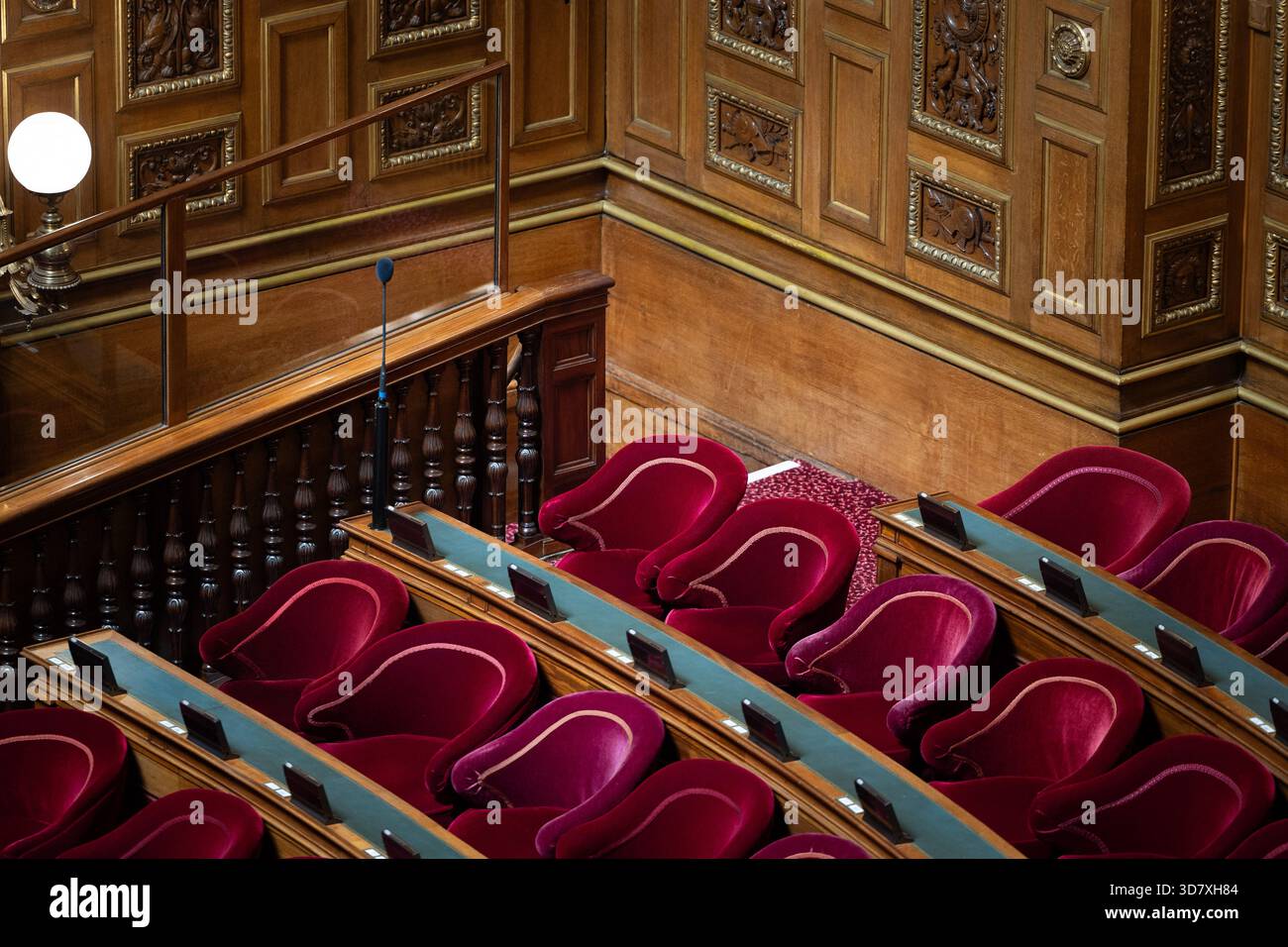 Empty senator chairs during the debate on the examination of the ...