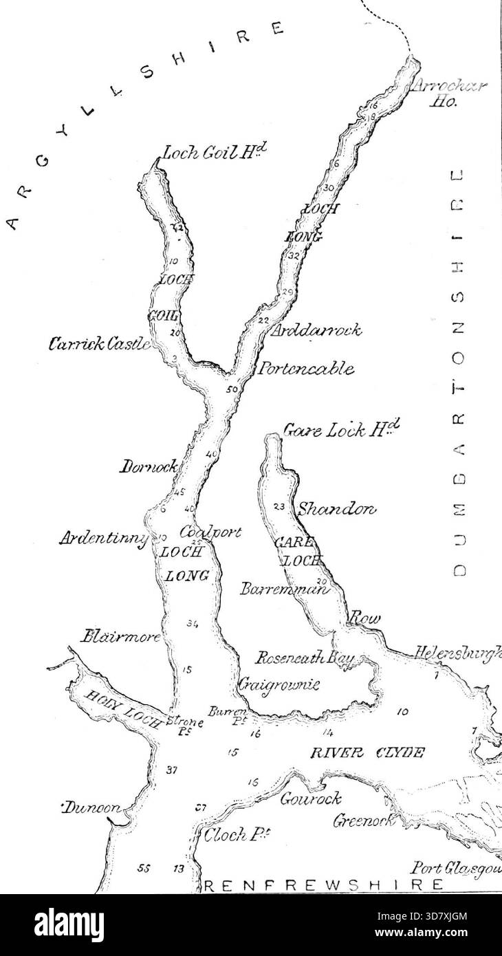 Map of Loch Long with Loch Goil, showing where the dredgings of the ...