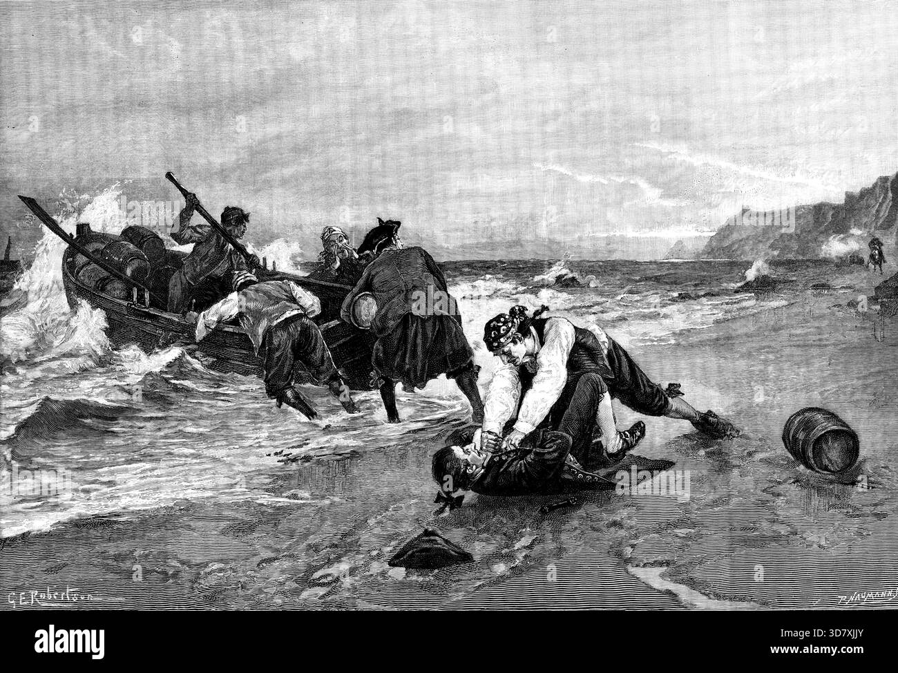 Lugger boat smuggler Black and White Stock Photos & Images - Alamy