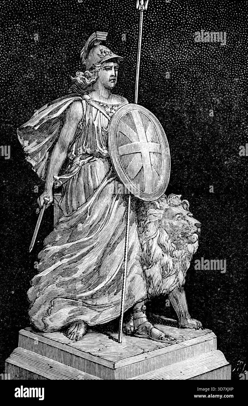 Figure of Britannia on the Armada Monument, 1890. Depiction of '...the ...