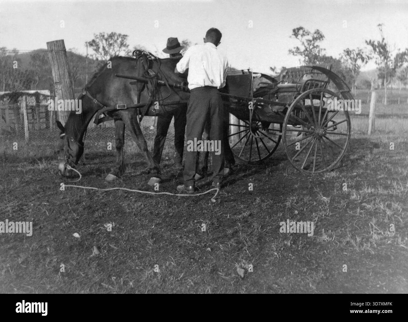 Two men on horse cart Black and White Stock Photos & Images - Alamy