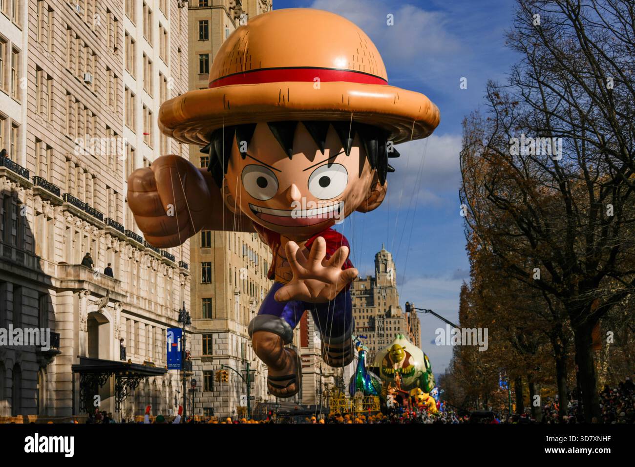 The Monkey D. Luffy balloon floats down Central Park West during the ...