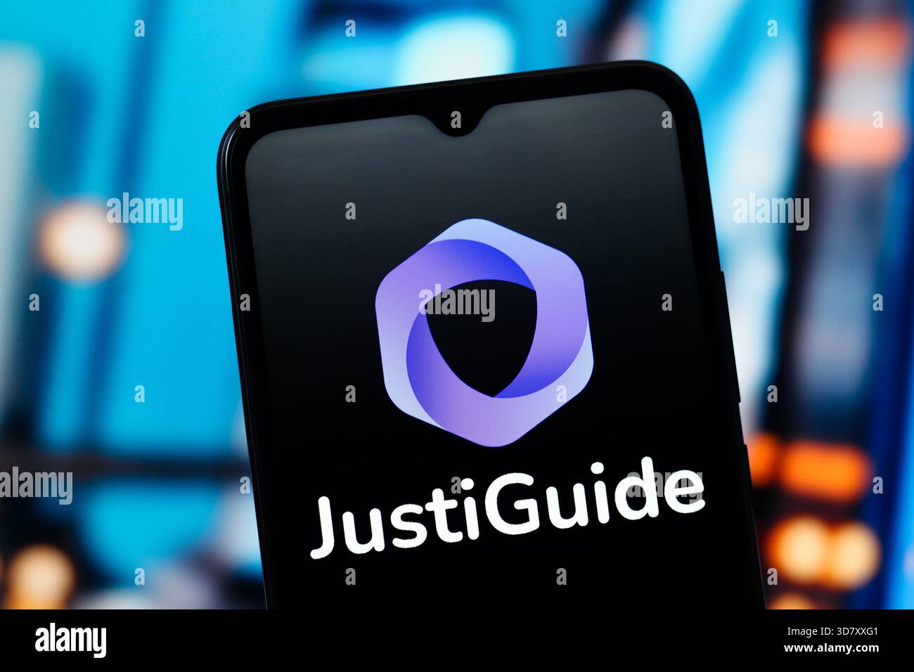 November 27, 2025, Canada: In this photo illustration, the JustiGuide ...