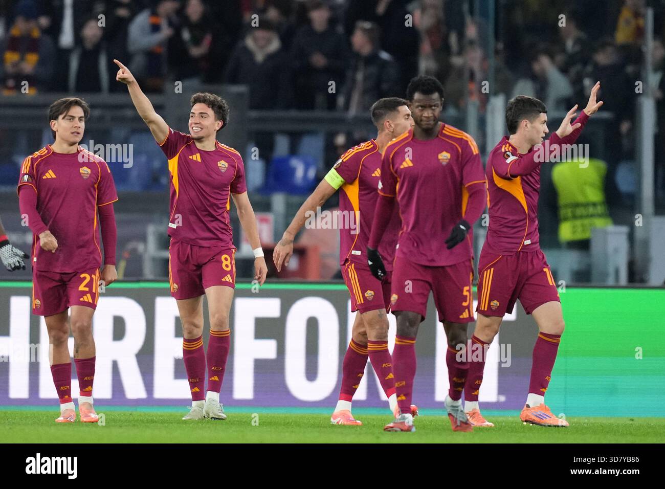 Roma’s Neil El Aynaoui celebrates after scoring during the Uefa Europa ...