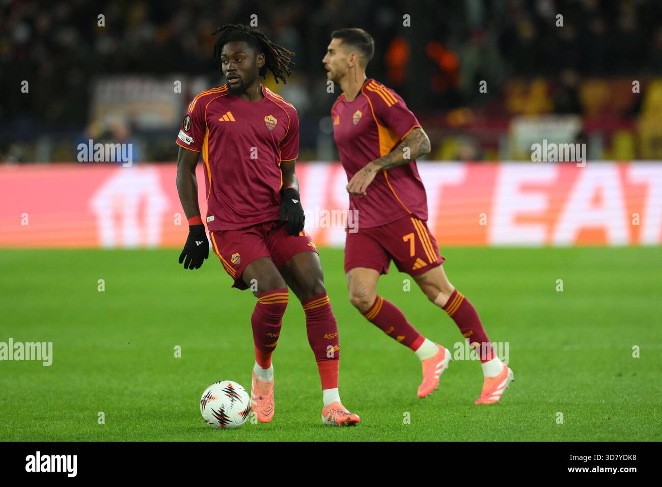 Olimpico Stadium, Rome, Italy - Manu Kone of AS Roma during Uefa Europa ...