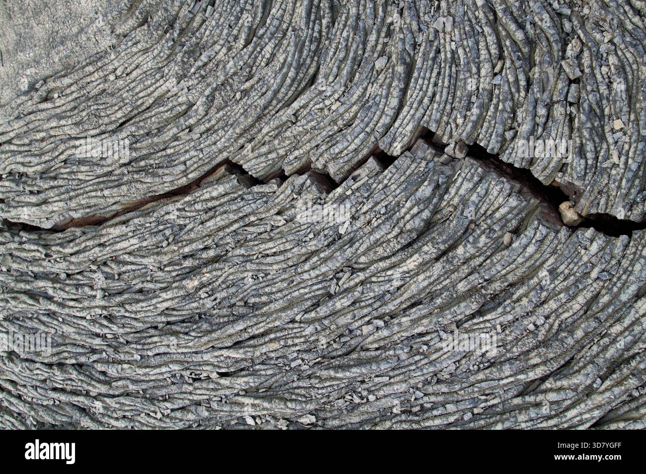 Ribbons Of Dried, Solidified Volcanic Basaltic Lava Flow, Magma, From ...