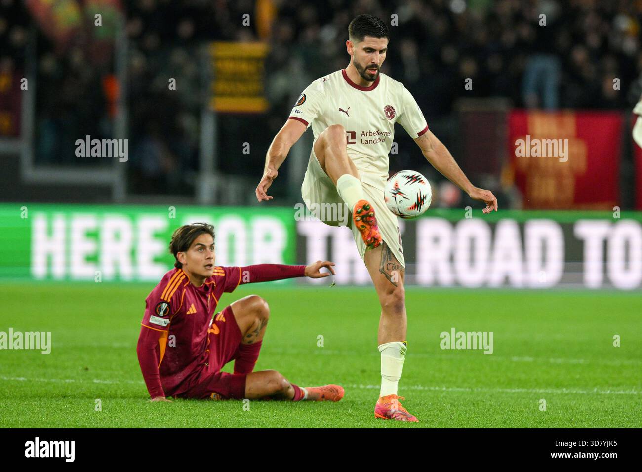 Olimpico Stadium, Rome, Italy - Philip Billing of FC Midtjylland, Paulo ...