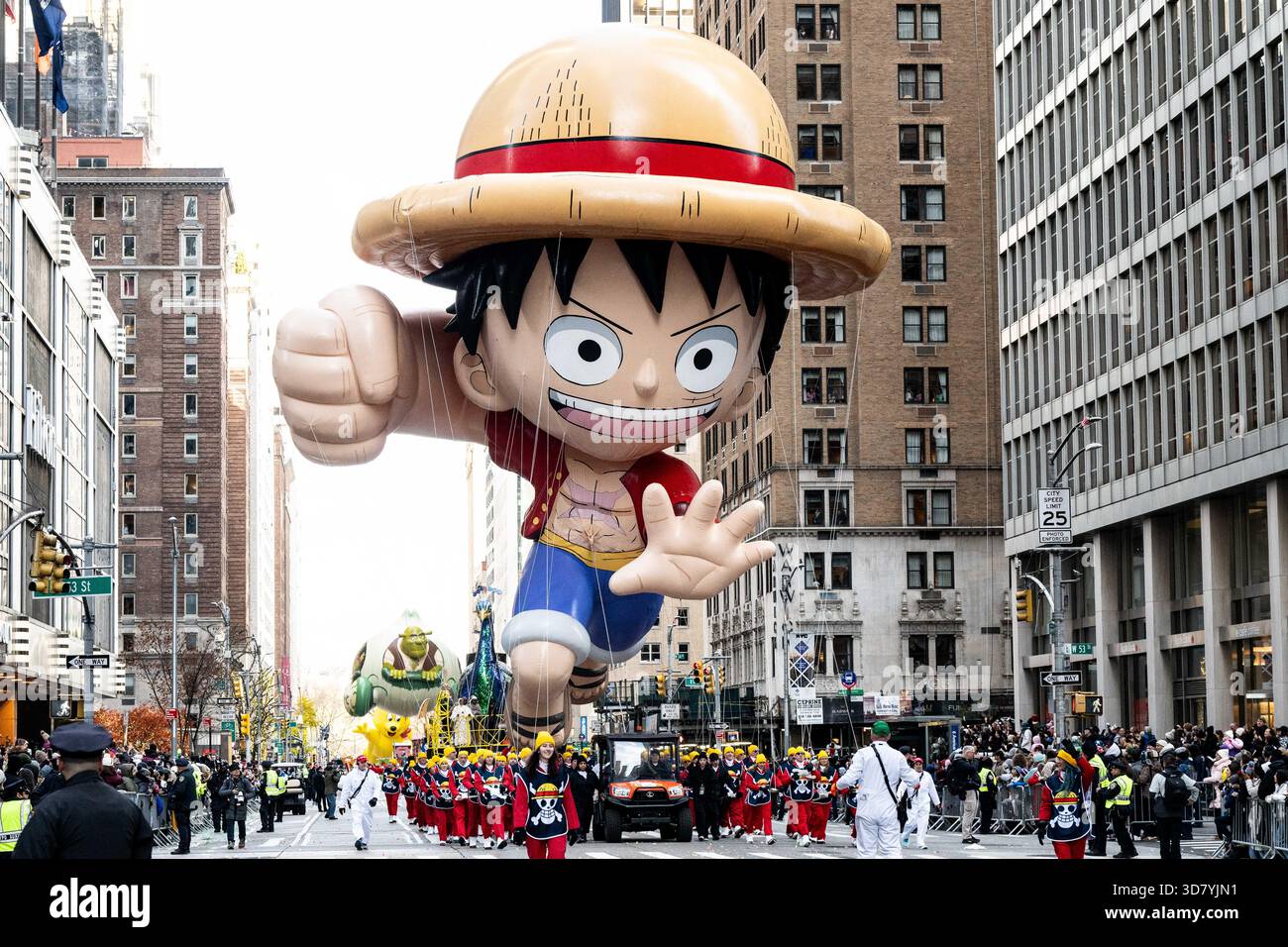 The Monkey D. Luffy balloon on Sixth Avenue at the Macy's Thanksgiving ...