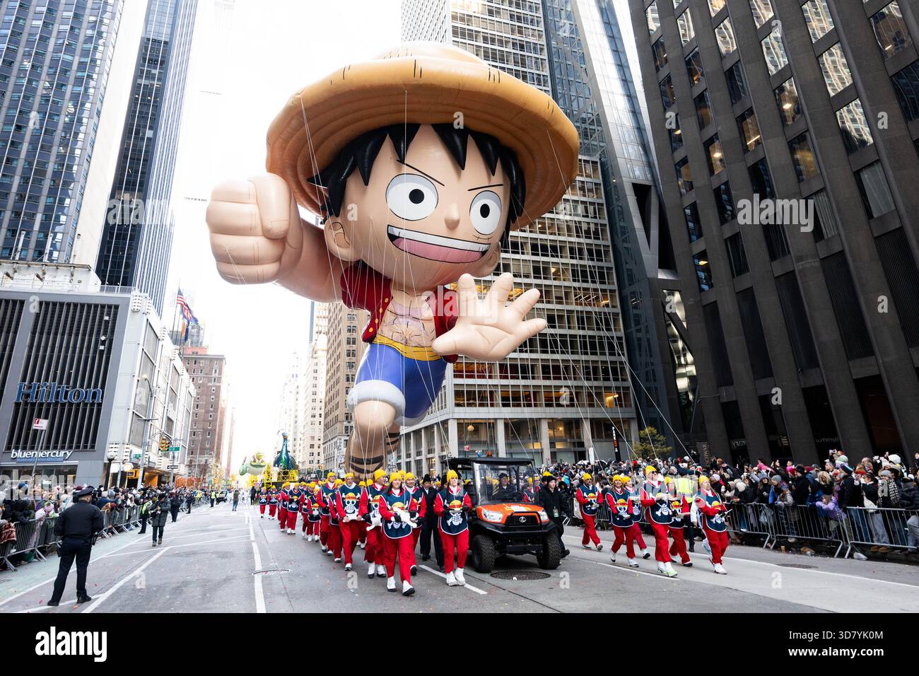 The Monkey D. Luffy balloon on Sixth Avenue at the Macy's Thanksgiving ...