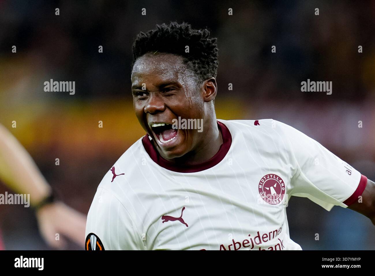 Franculino Dju of FC Midtjylland reacts during the UEFA Europa League ...