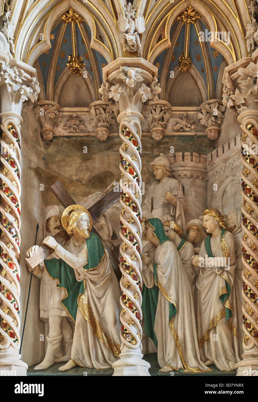 The women of Jerusalem meet Jesus carrying his cross, depicted on the ...