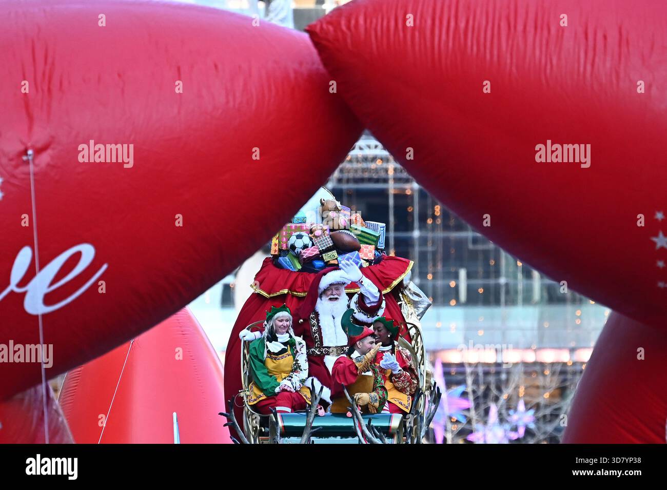 Santa Clause seen riding his slay during the 99th Annual 2025 Macy's ...