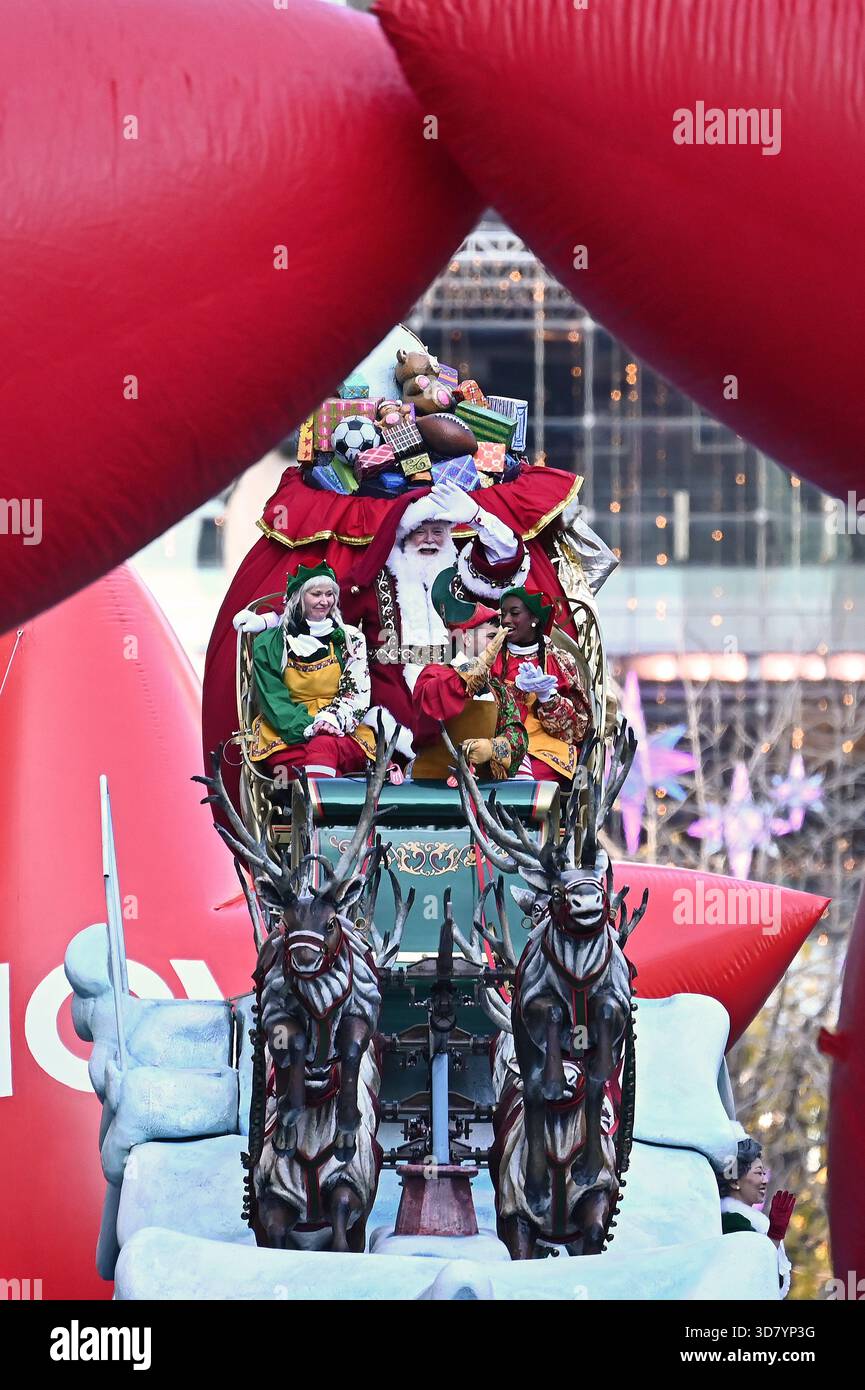 Santa Clause seen riding his slay during the 99th Annual 2025 Macy's ...