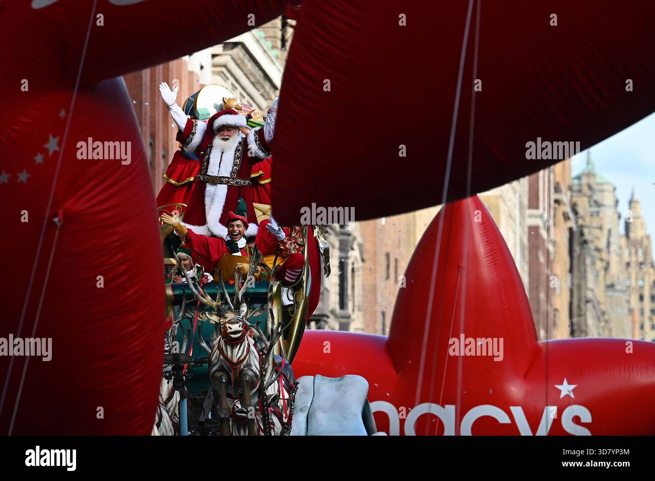 Santa Clause seen riding his slay during the 99th Annual 2025 Macy's ...